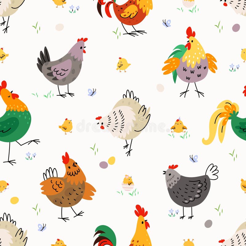 Hen Chicken Pattern Stock Illustrations – 7,788 Hen Chicken Pattern ...