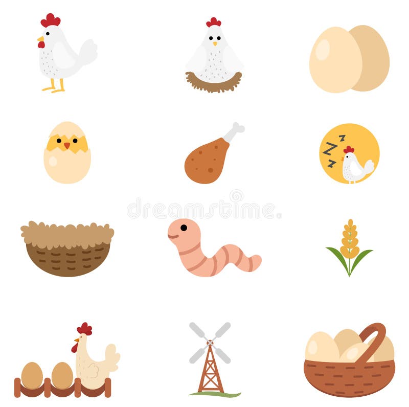 Chicken set icon stock vector. Illustration of standing - 50641674
