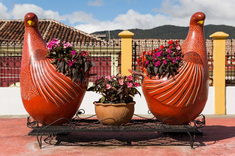 Chicken shaped flower pots stock image. Image of mexico - 47934231