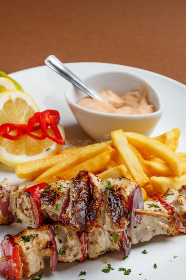 Chicken shish kebab stock image. Image of shish, onion - 39283919