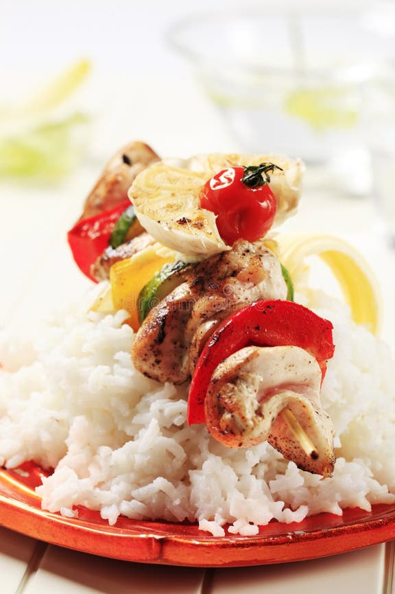Chicken Shish Kebab and Rice Stock Photo - Image of pepper, lunch: 23065980