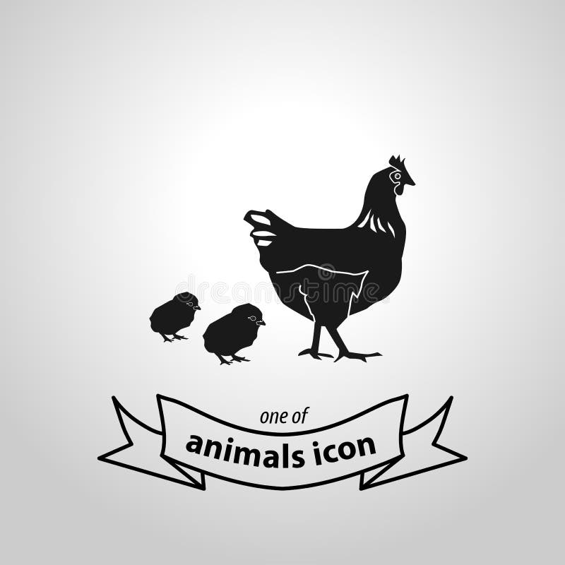 Chicken Sign. Chicken with Hen Isolated Simple Icon Stock Vector ...