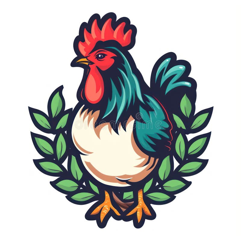 Chicken Simple Monoline Shop Badge Logo Vector Stock Illustration ...