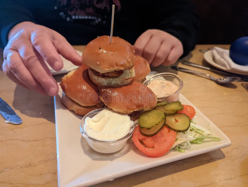 Chicken sliders appetizer stock image. Image of meal - 257843555
