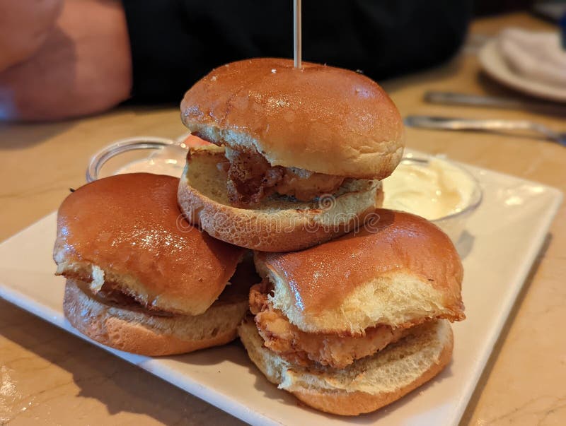 Chicken sliders appetizer stock image. Image of meal - 257843561