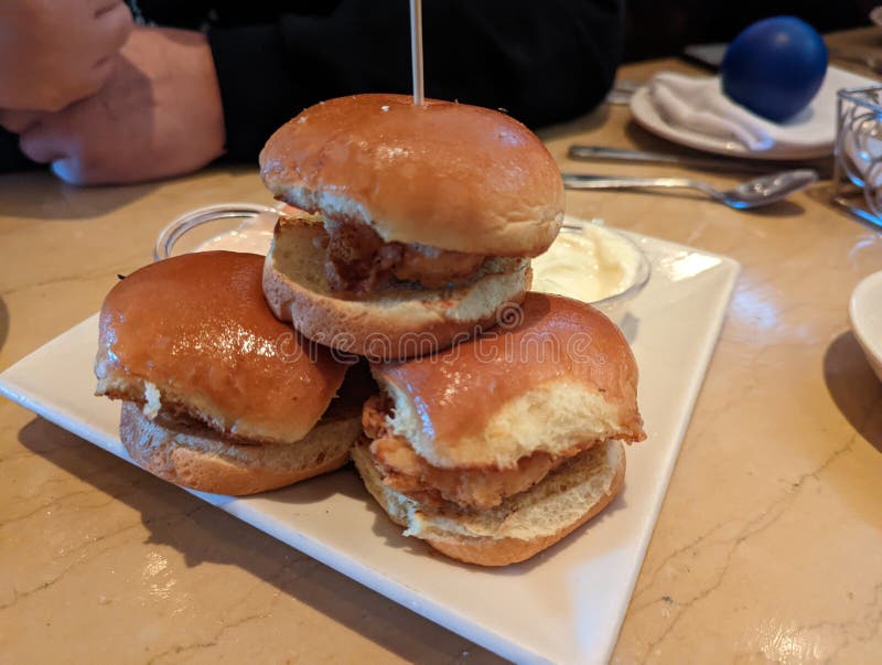 Chicken sliders appetizer stock photo. Image of chicken - 257843568