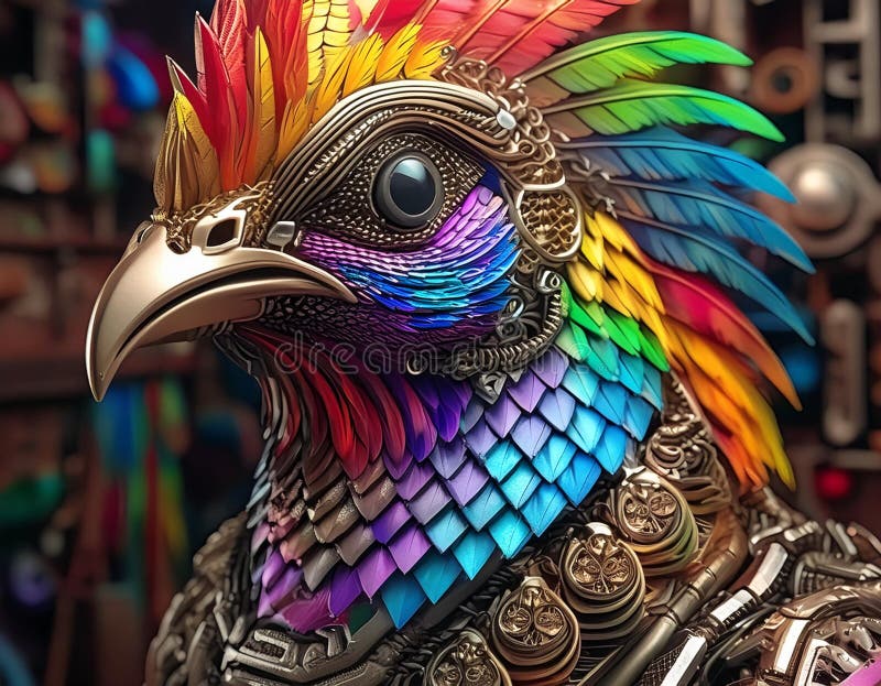 A Chicken with Snake Scale Patterns and Rainbow Feathers Shaped Like a ...