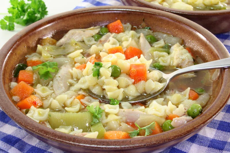 Chicken soup stock image. Image of soup, pasta, food - 17588547