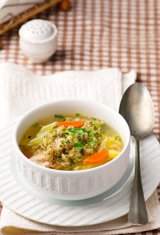 Chicken Soup with Barley Groat Stock Photo - Image of traditional ...
