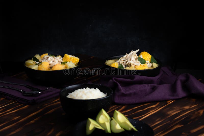 Chicken Soup with Potato and Corn Stock Photo - Image of dinner, dining ...