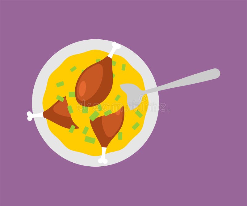 Chicken Soup Top View Isolated. Chicken Soup in Bowl Stock Vector ...