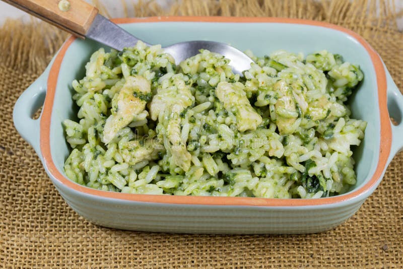 Chicken and Spinach Risotto Stock Image - Image of vegetable, white ...