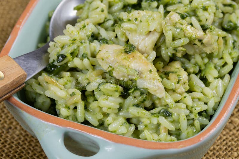 Chicken and Spinach Risotto Stock Photo - Image of poultry, wine: 173018892