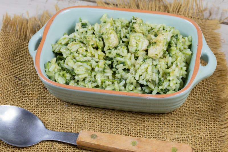 Chicken and Spinach Risotto Stock Image - Image of italian, meal: 173018589