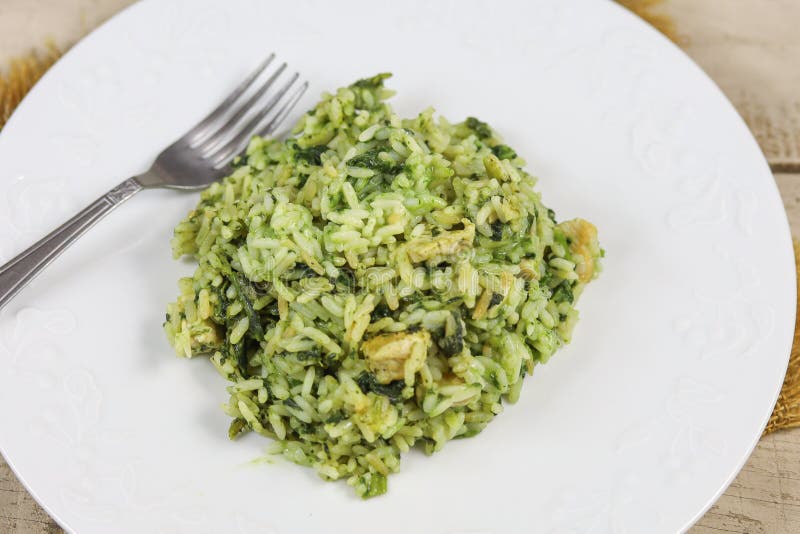 Chicken and Spinach Risotto Stock Photo - Image of platter, cuisine ...