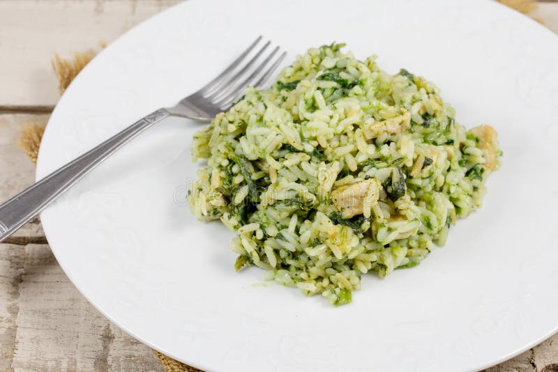 Chicken and Spinach Risotto Stock Photo - Image of gastronomy, italian ...