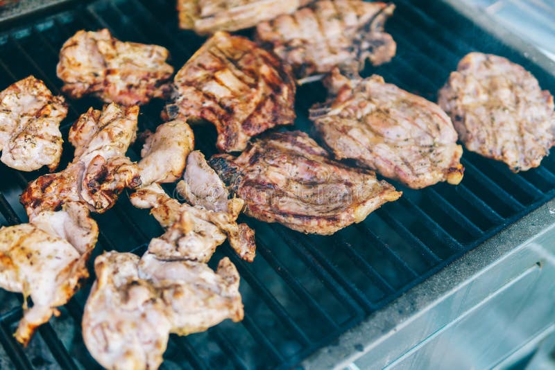 Chicken Stakes on Barbecue stock photo. Image of barbeque - 99358376