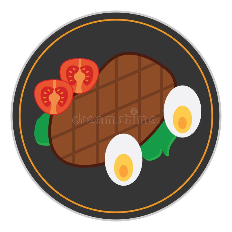 Chicken Steak in Plate, Icon Stock Vector - Illustration of fresh ...