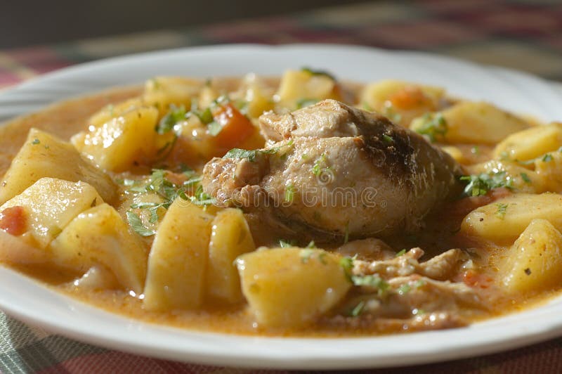 Chicken stew with potatoes stock image. Image of oregano - 3450129