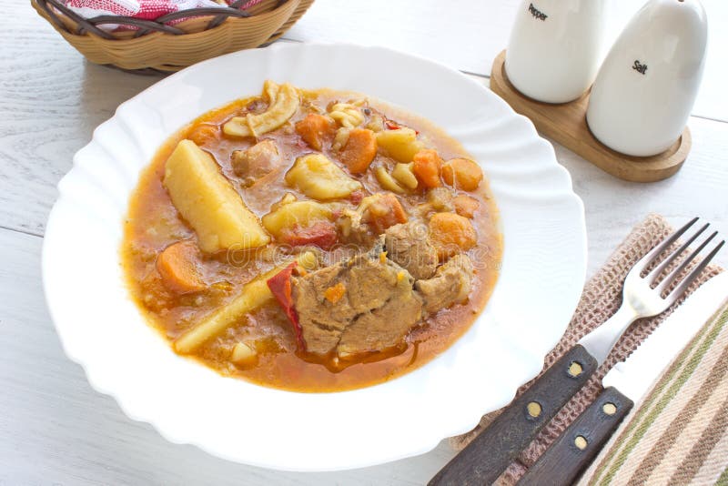 Chicken Stew with Potatoes in Plate Stock Image - Image of culinary ...