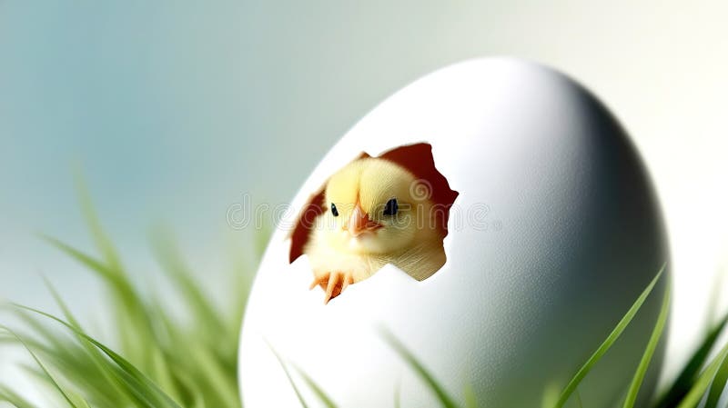 A Chicken Sticking Out of Its Shell Stock Photo - Image of organic ...