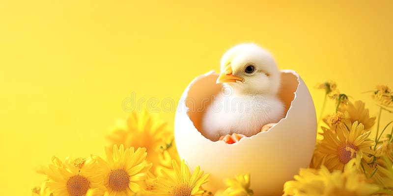 A Chicken Sticking Out of Its Shell Stock Photo - Image of organic ...