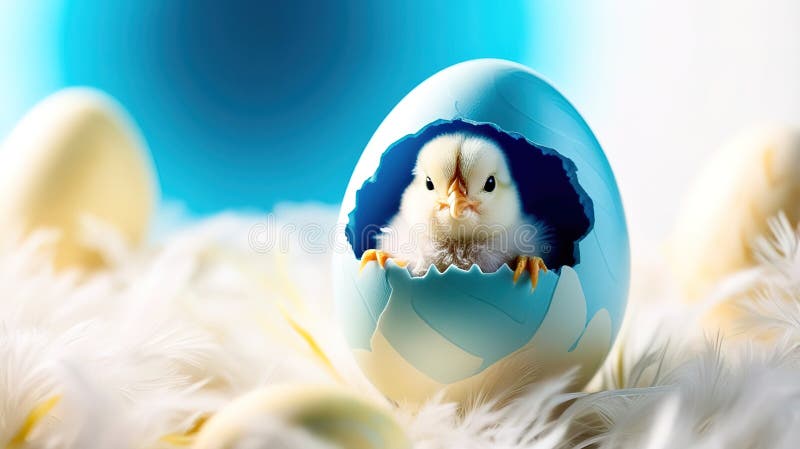 A Chicken Sticking Out of Its Shell Stock Image - Image of life ...