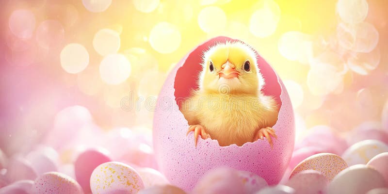 A Chicken Sticking Out of Its Shell Stock Photo - Image of organic ...