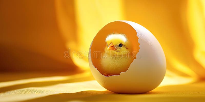 A Chicken Sticking Out of Its Shell Stock Image - Image of easter ...