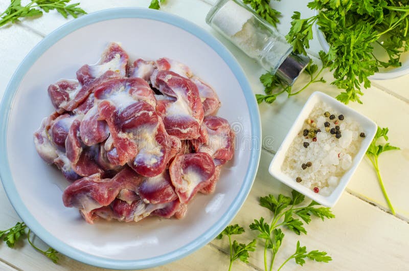 Chicken stomach and spices stock image. Image of stomach - 92228313