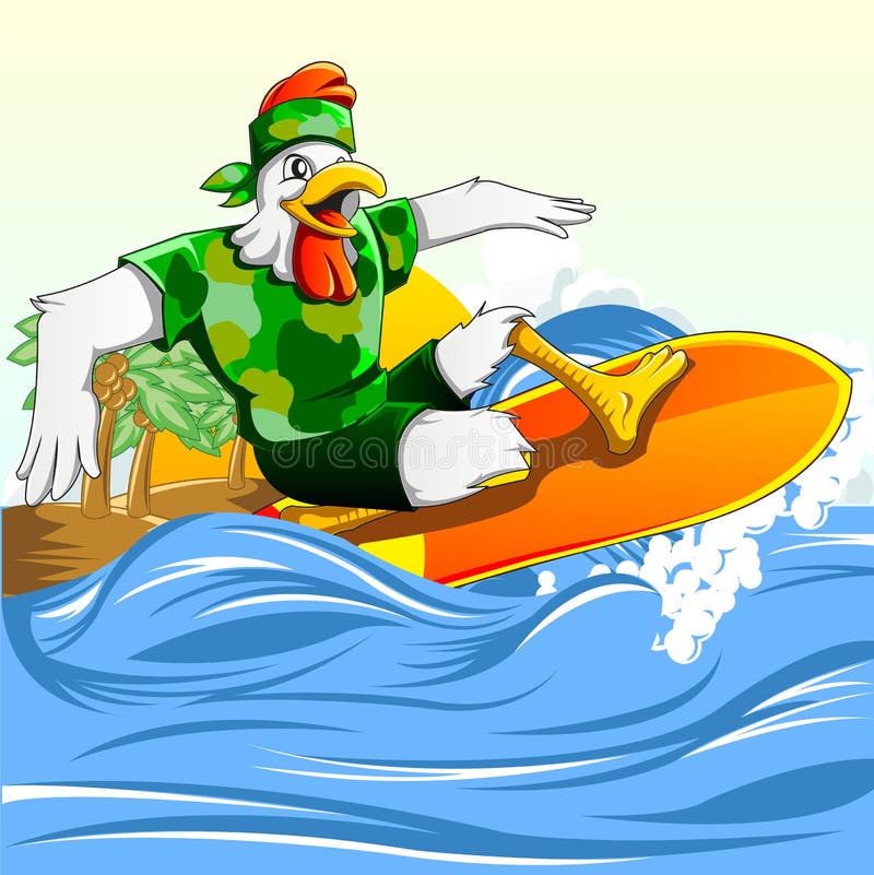 Chicken on the Beach Cartoon Stock Vector - Illustration of summer ...