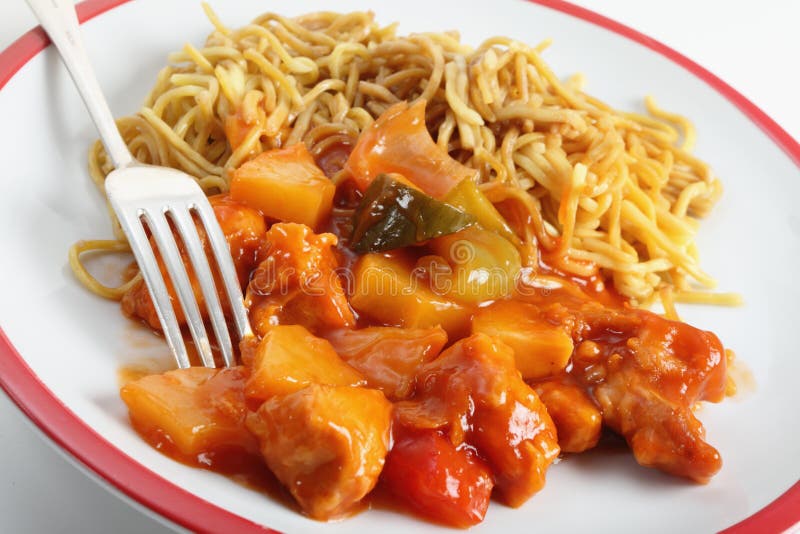 Chicken Sweet and Sour with Fork Stock Image - Image of food, closeup ...