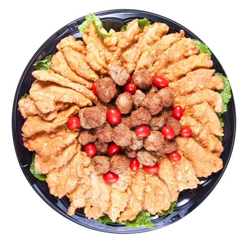 Chicken Tenders and Meatballs Catering Stock Photo - Image of golden ...