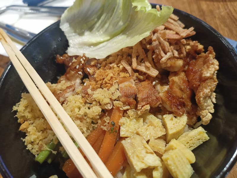 Chicken Teriyaki Rice Bowl with a Lot of Toppings Stock Photo - Image ...