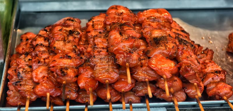 Chicken thai shish kebab stock image. Image of meat, dinner - 96331123