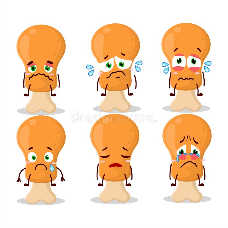 Chicken Thight Cartoon Character with Sad Expression Stock Vector ...
