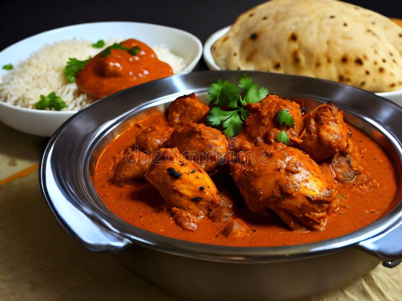 Chicken Tikka Masala Dish with Rise Stock Image - Image of food, fish ...