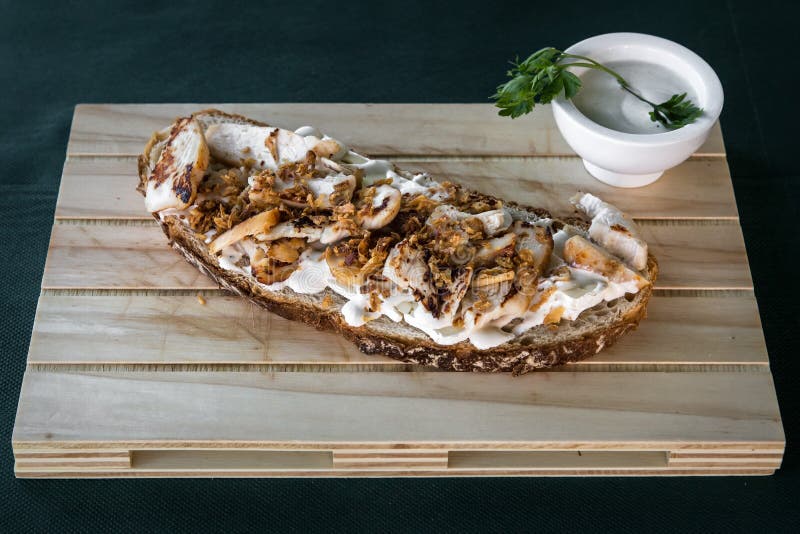 Chicken toast stock image. Image of cheese, lettuce - 268565243