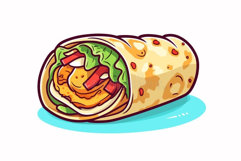 Chicken Tortilla Wrap Hand-drawn Illustration. Chicken Wrap. Vector ...