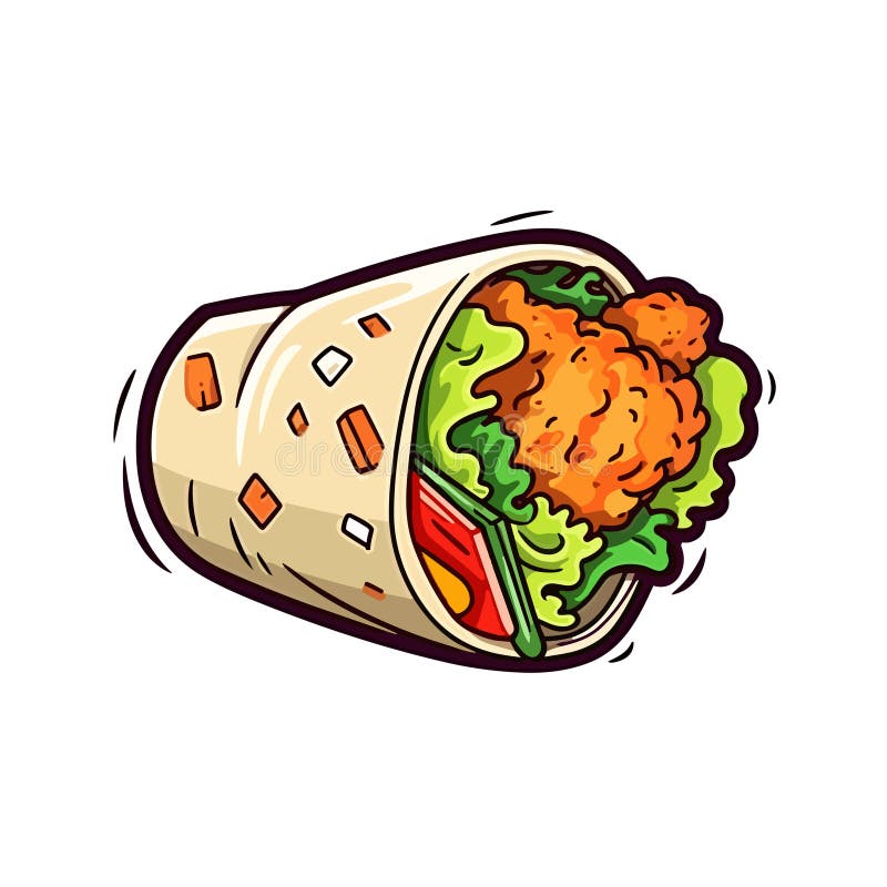 Chicken Tortilla Wrap Hand-drawn Illustration. Chicken Wrap. Vector ...