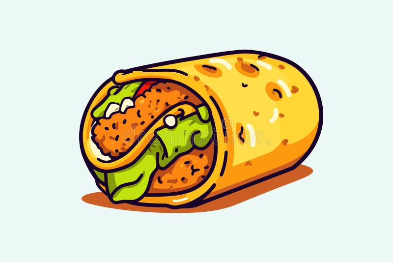 Chicken Tortilla Wrap Hand-drawn Illustration. Chicken Wrap. Vector ...