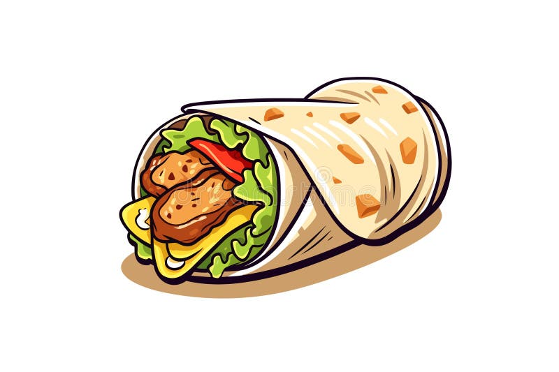 Chicken Tortilla Wrap Hand-drawn Illustration. Chicken Wrap. Vector ...
