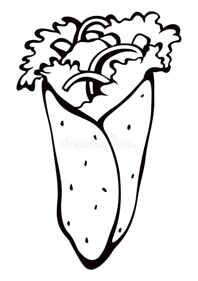 Chicken Tortilla Wrap Illustration Stock Vector - Illustration of food ...