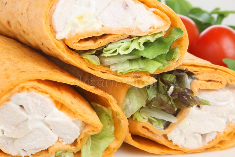 Chicken Tortilla Wrap Sandwich Stock Photo - Image of three, horizontal ...
