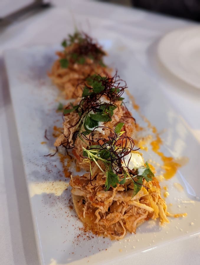 Chicken Tostada Crispy Appetizer Stock Photo - Image of appetizer ...