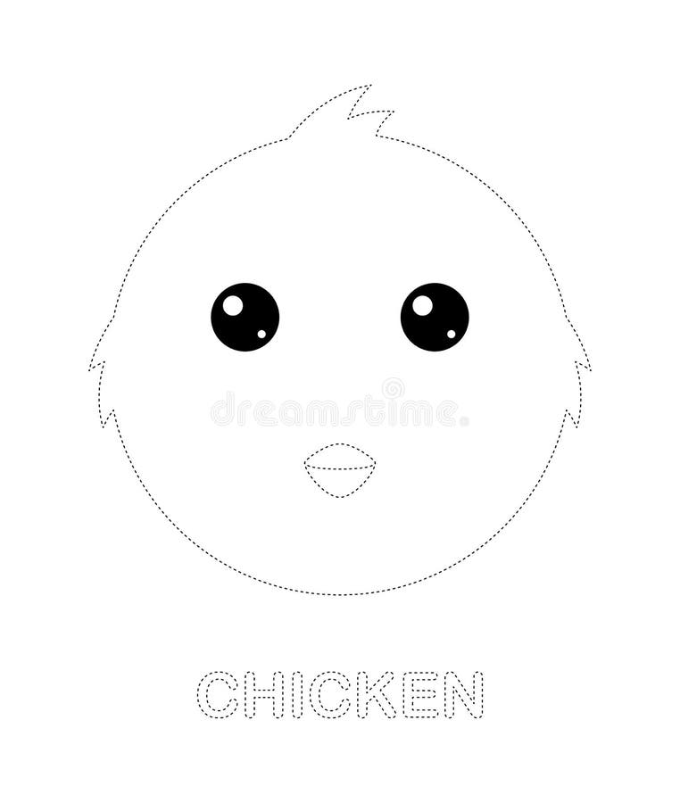 Chicken Tracing Worksheet for Kids Stock Vector - Illustration of ...