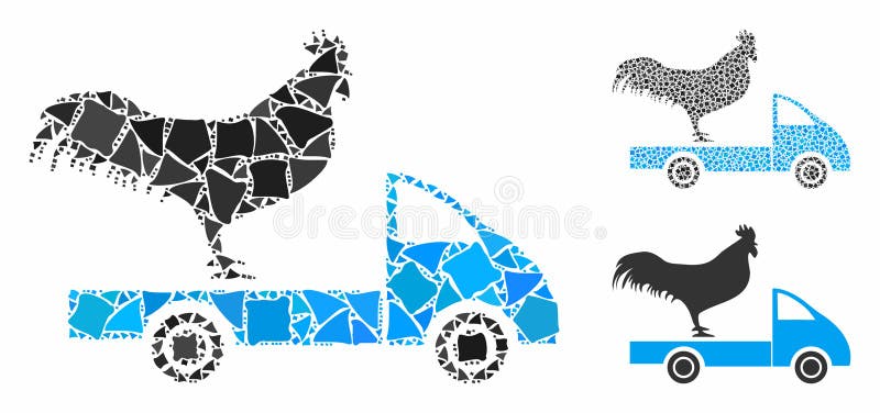Chicken Transport Car Composition Icon of Rough Pieces Stock ...