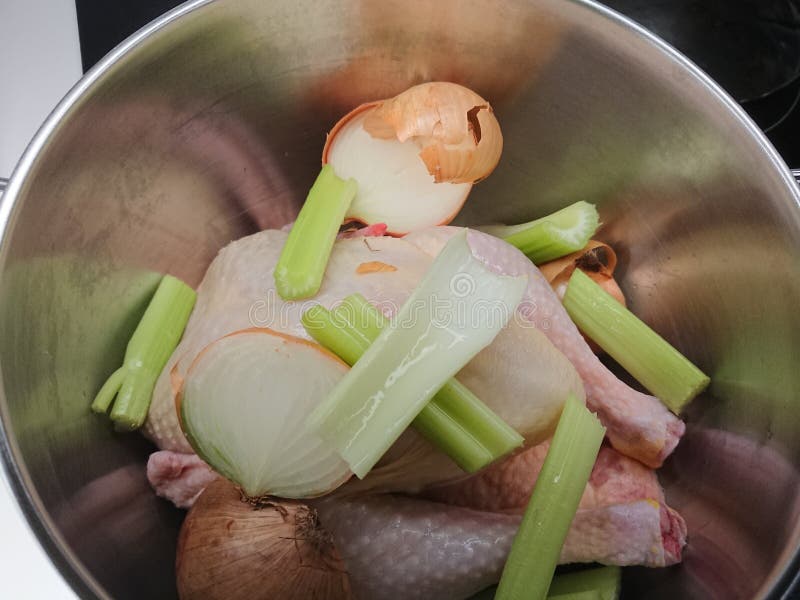 Chicken turkey in pot stock image. Image of brine, chicken - 106963879