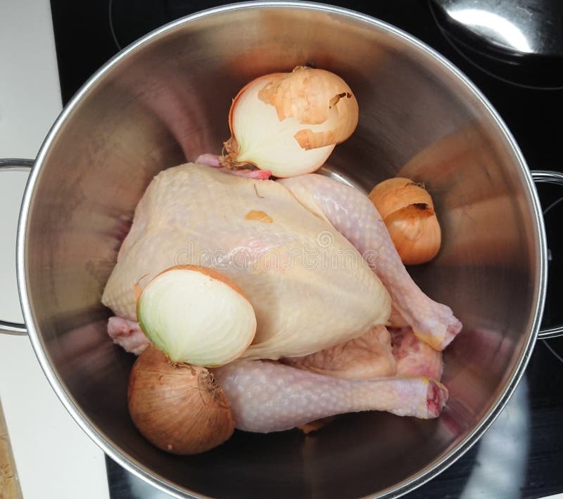 Chicken turkey in pot stock image. Image of carrot, cooking - 106963911