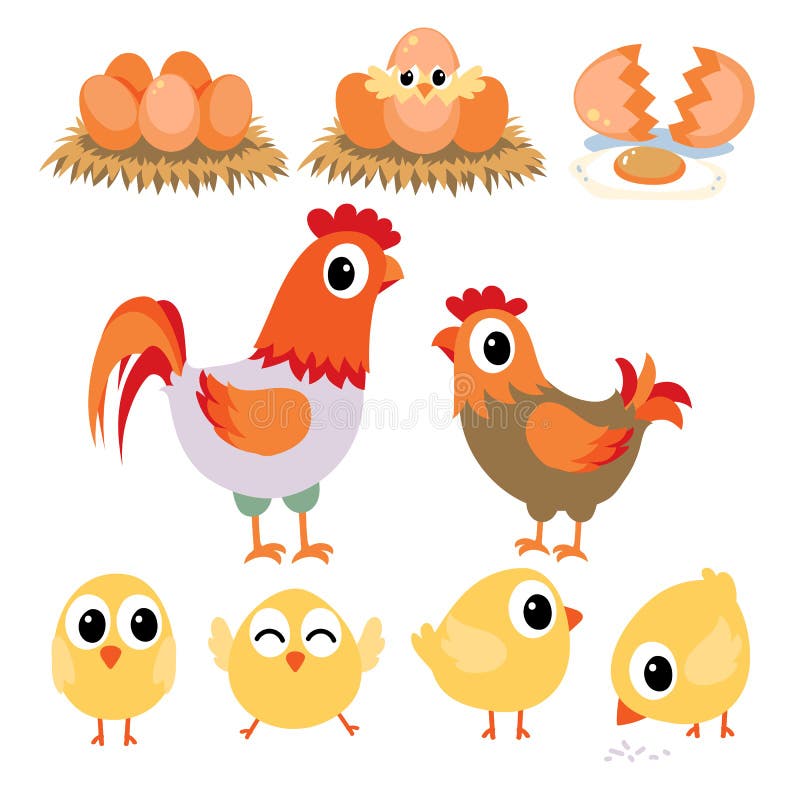 Chicken Vector Character Design Stock Vector - Illustration of happy ...